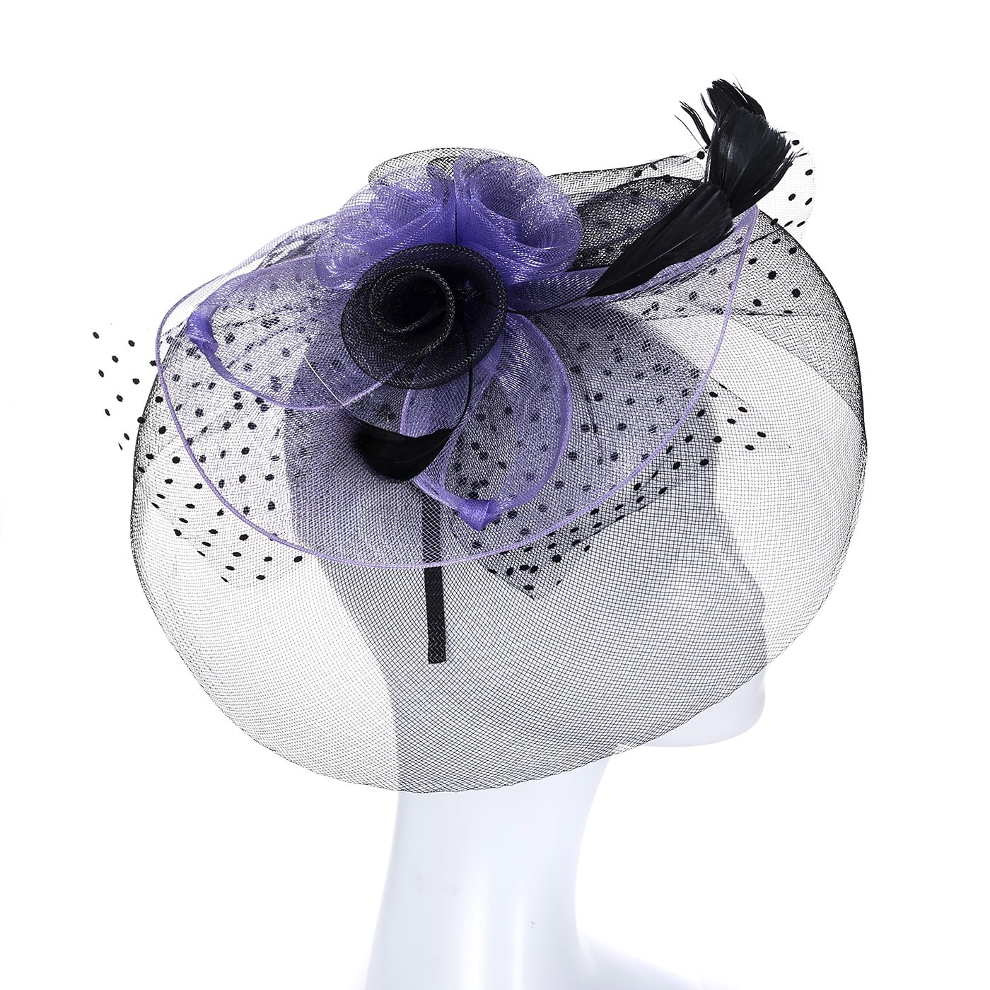 Designer Lilac Dotted Flower Fascinator Hat - The Specialty House
